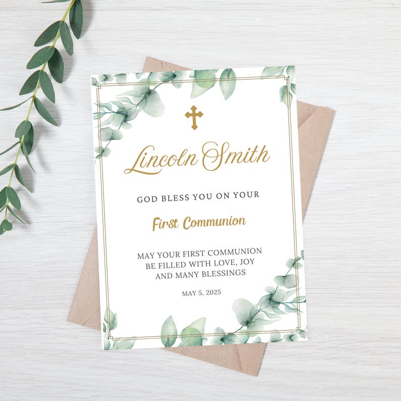 First Communion Congratulations Card | Personalized First Communion ...