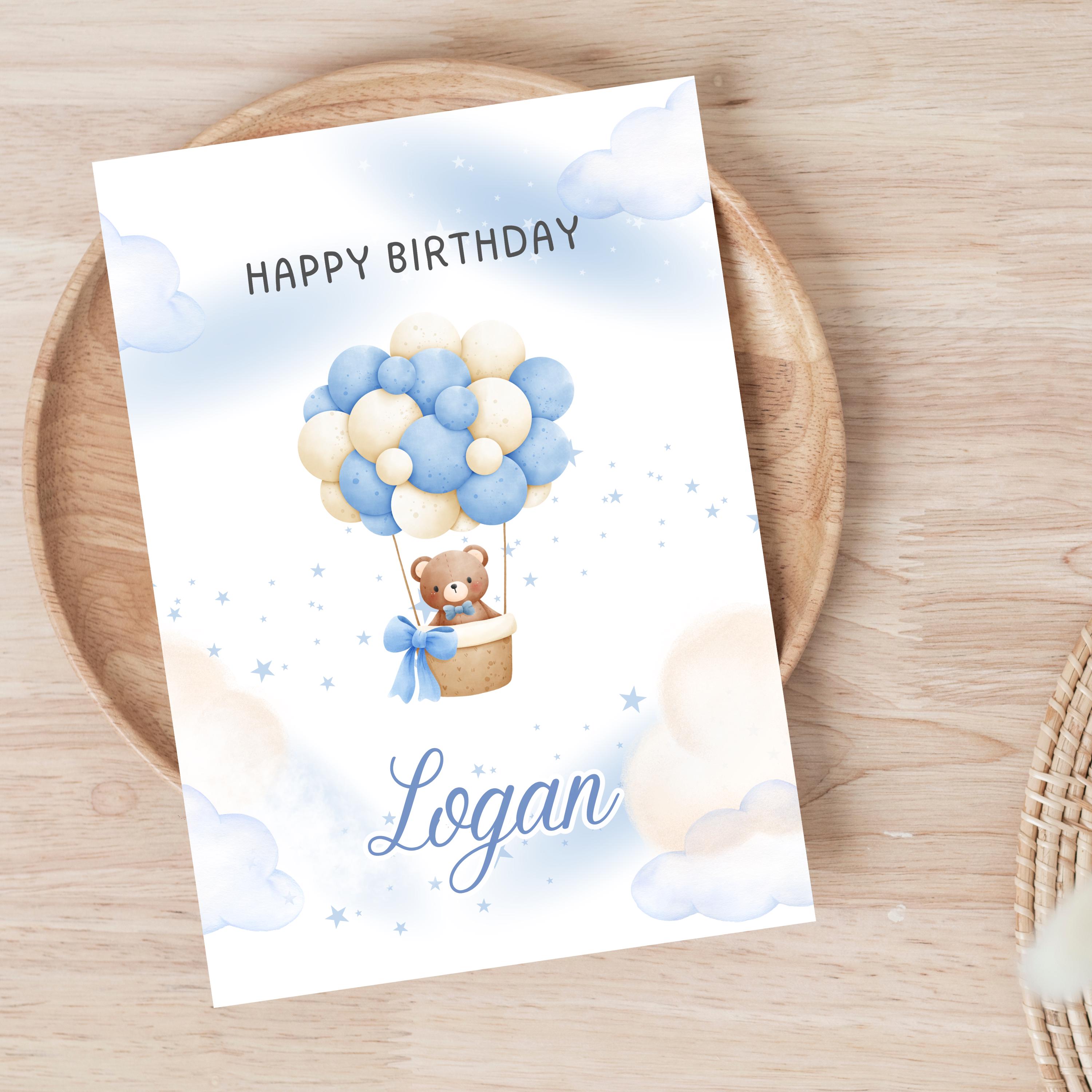 Personalized Birthday Card for Boy | Blue Birthday Card for Boy ...