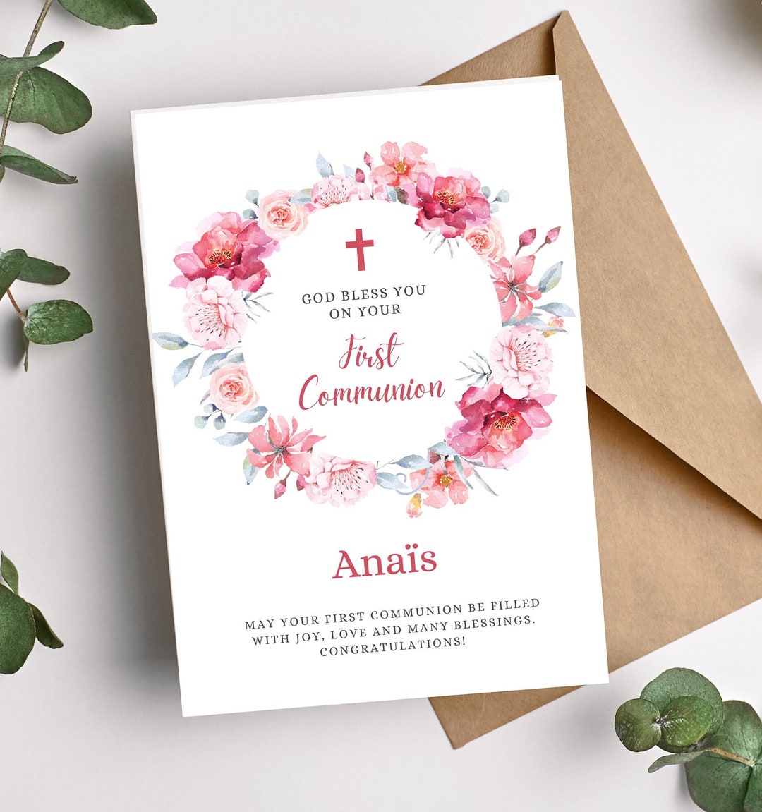 First Communion Congratulations Card Personalized First Communion Card ...