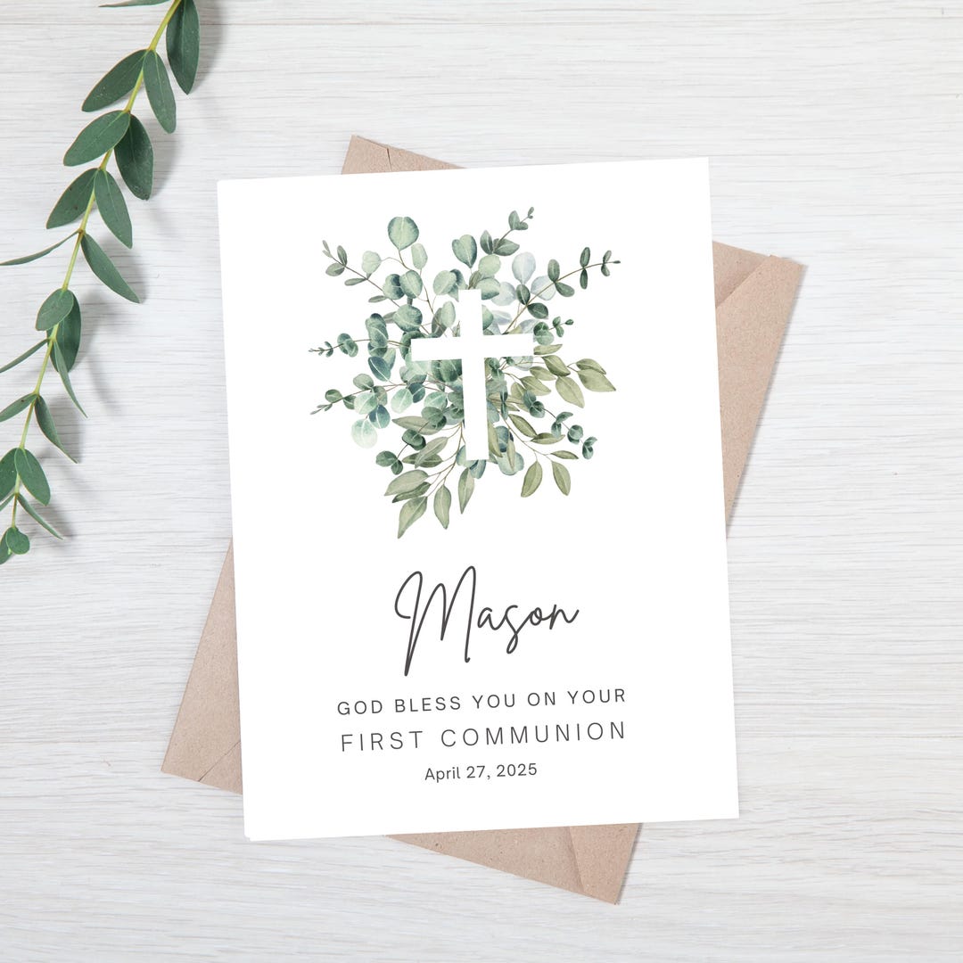 First Communion Congratulations Card | Personalized First Communion ...