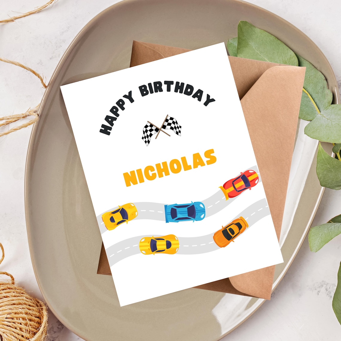 Personalized Race Car Birthday Card | Racing Birthday Card for Boy ...