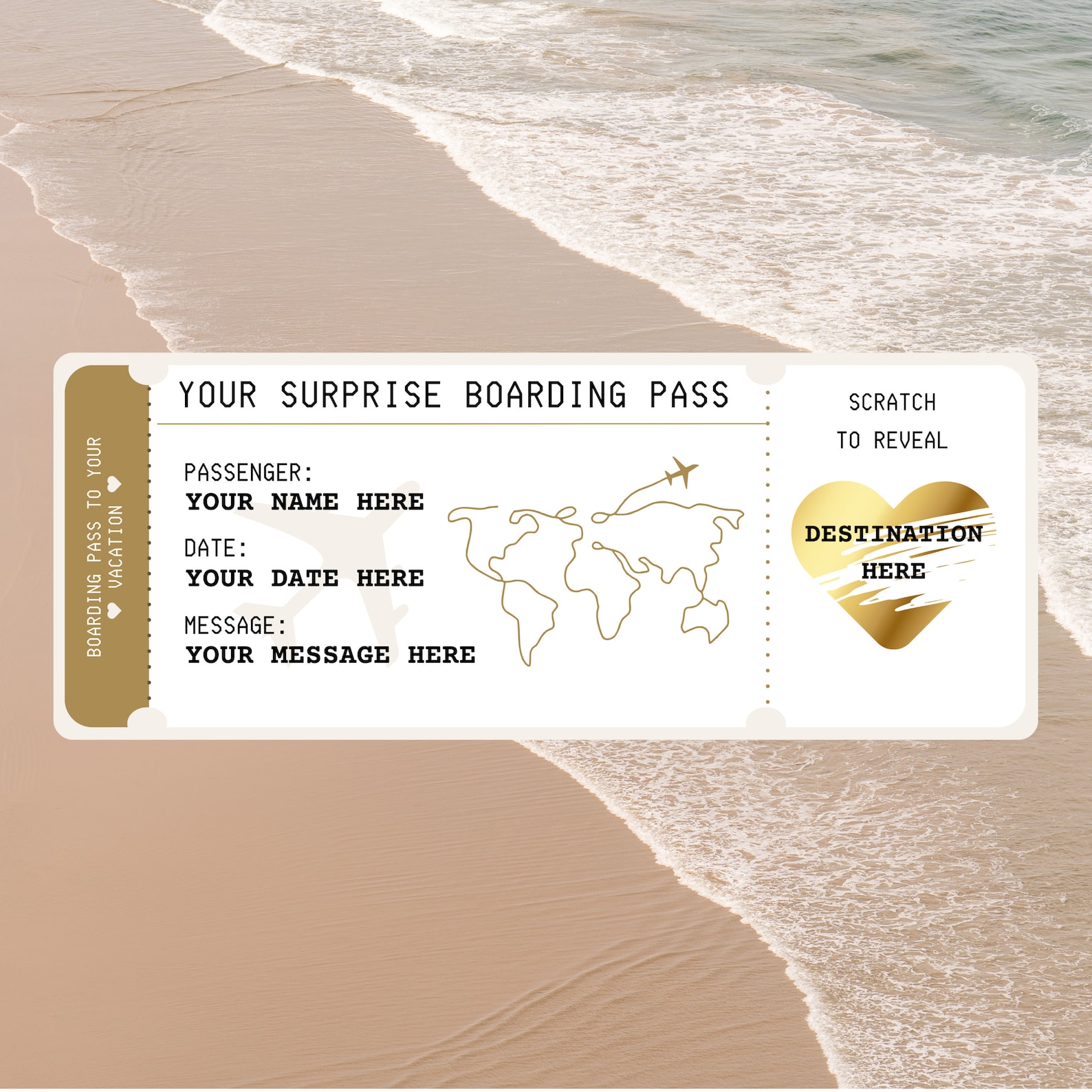 Personalized Scratch Reveal Boarding Pass | Surprise Holiday Boarding ...