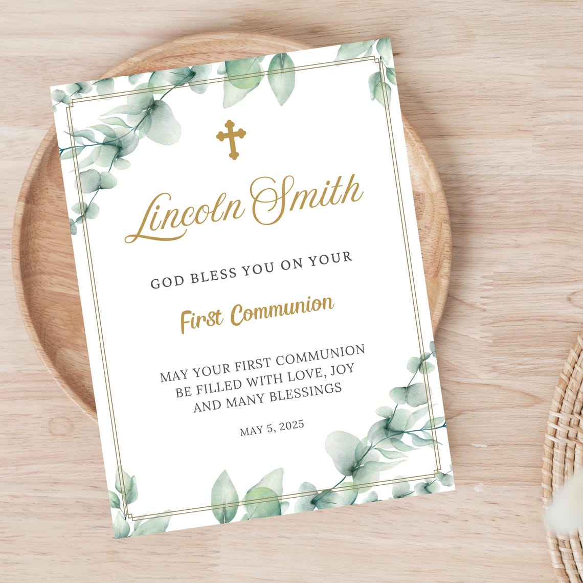 First Communion Congratulations Card Personalized First Communion Card ...
