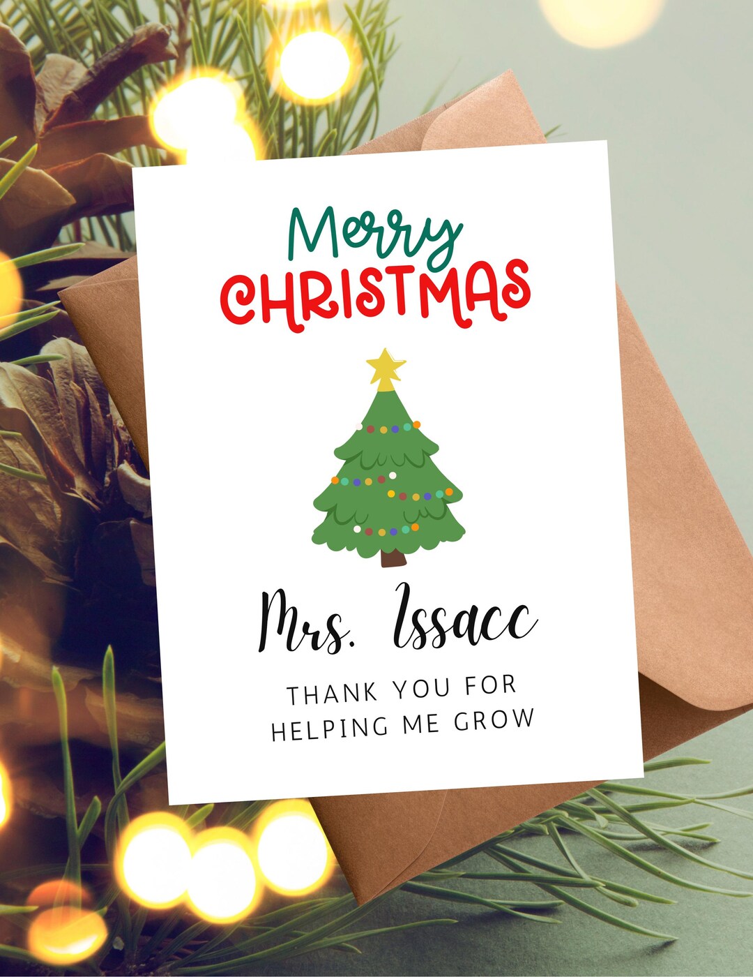 Merry Christmas Card for Teacher | Holiday Greeting Card for Teacher ...