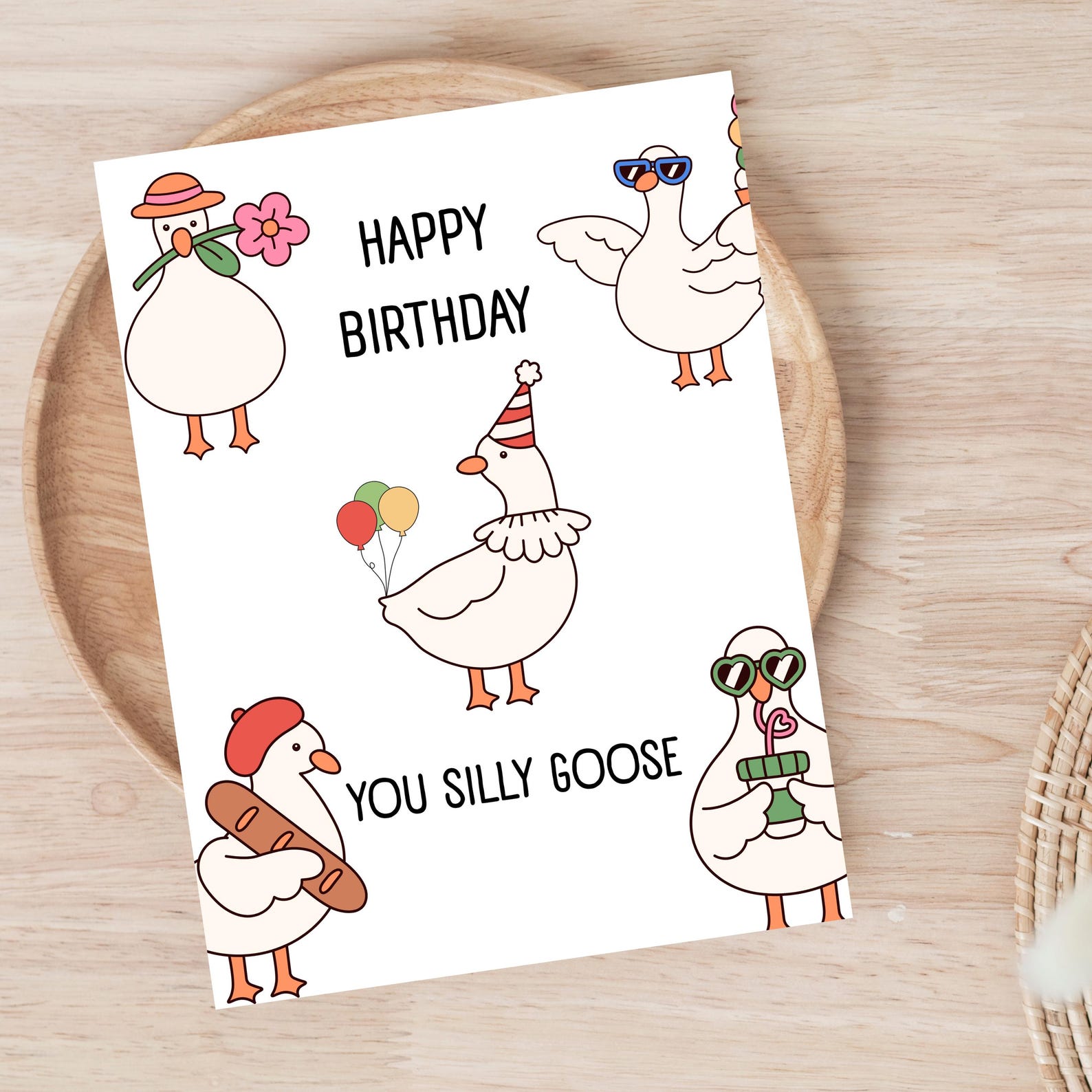 Funny Birthday Card | Happy Birthday You Silly Goose Card | Cute Animal ...