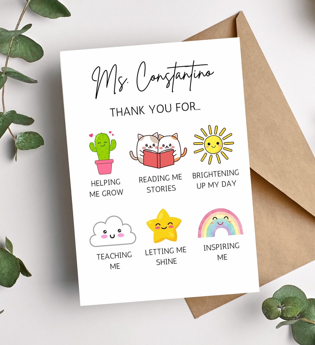 Personalized Teacher Card Personalized Teacher Appreciation Card End of ...