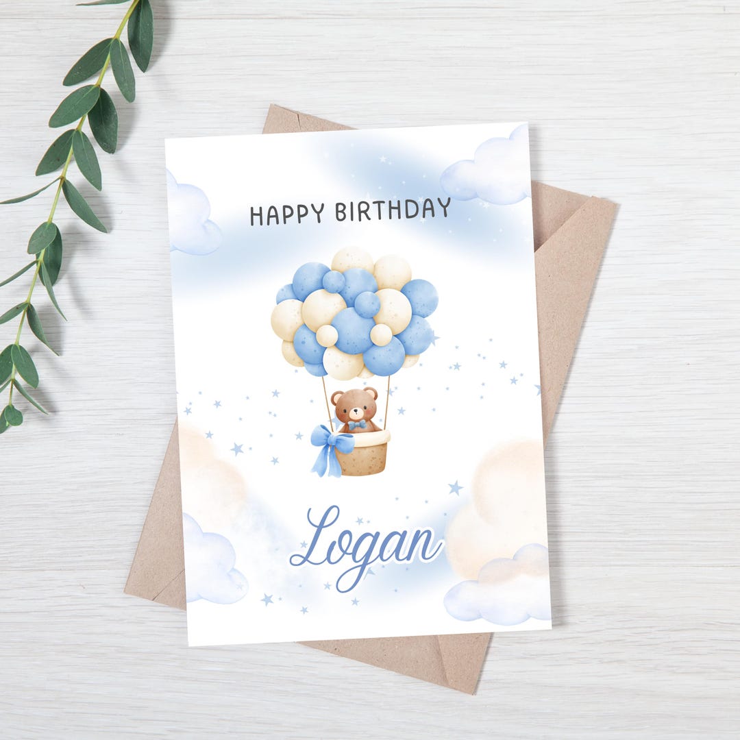 Personalized Birthday Card for Boy | Blue Birthday Card for Boy ...