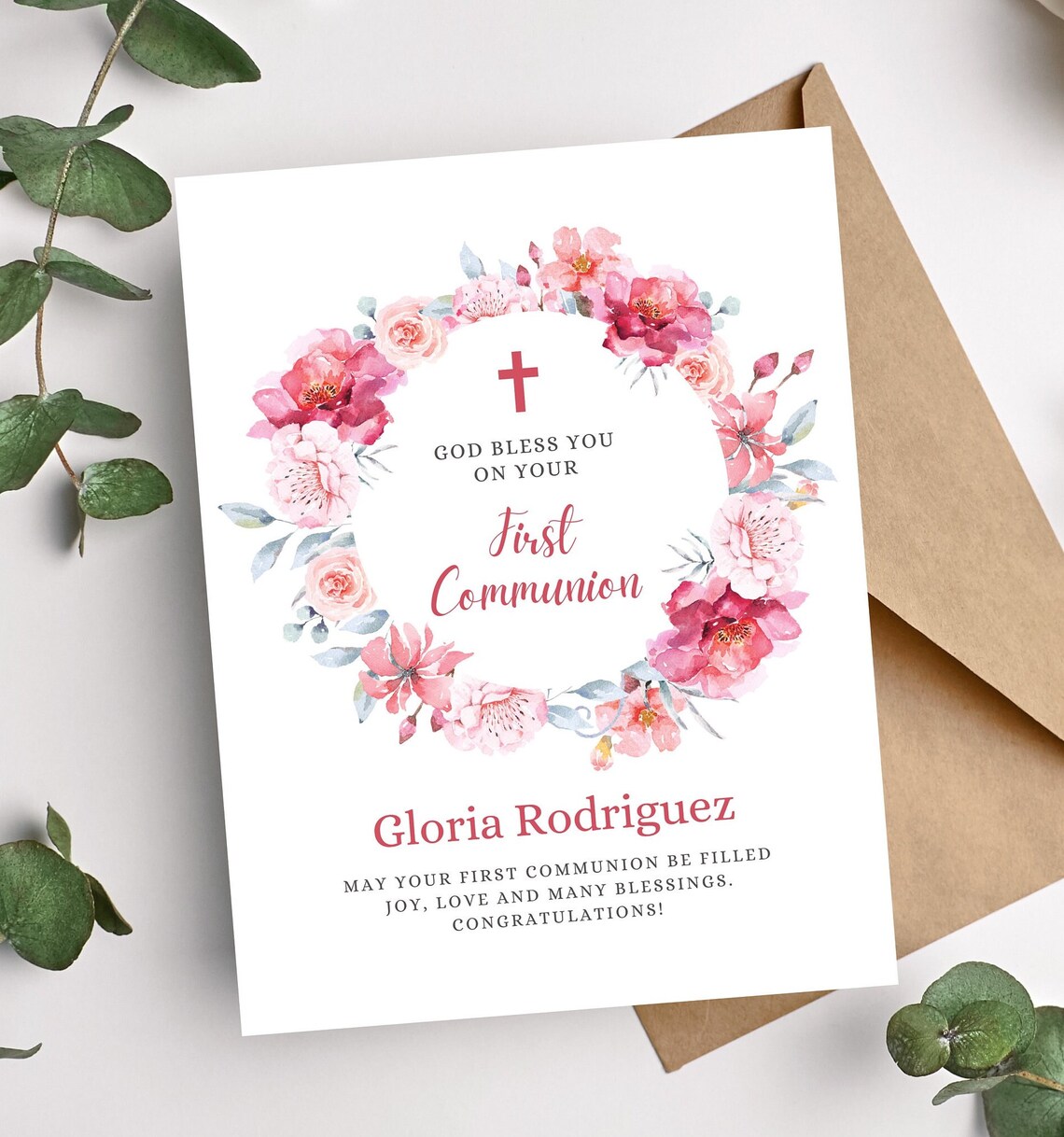 First Communion Congratulations Card Personalized First Communion Card ...