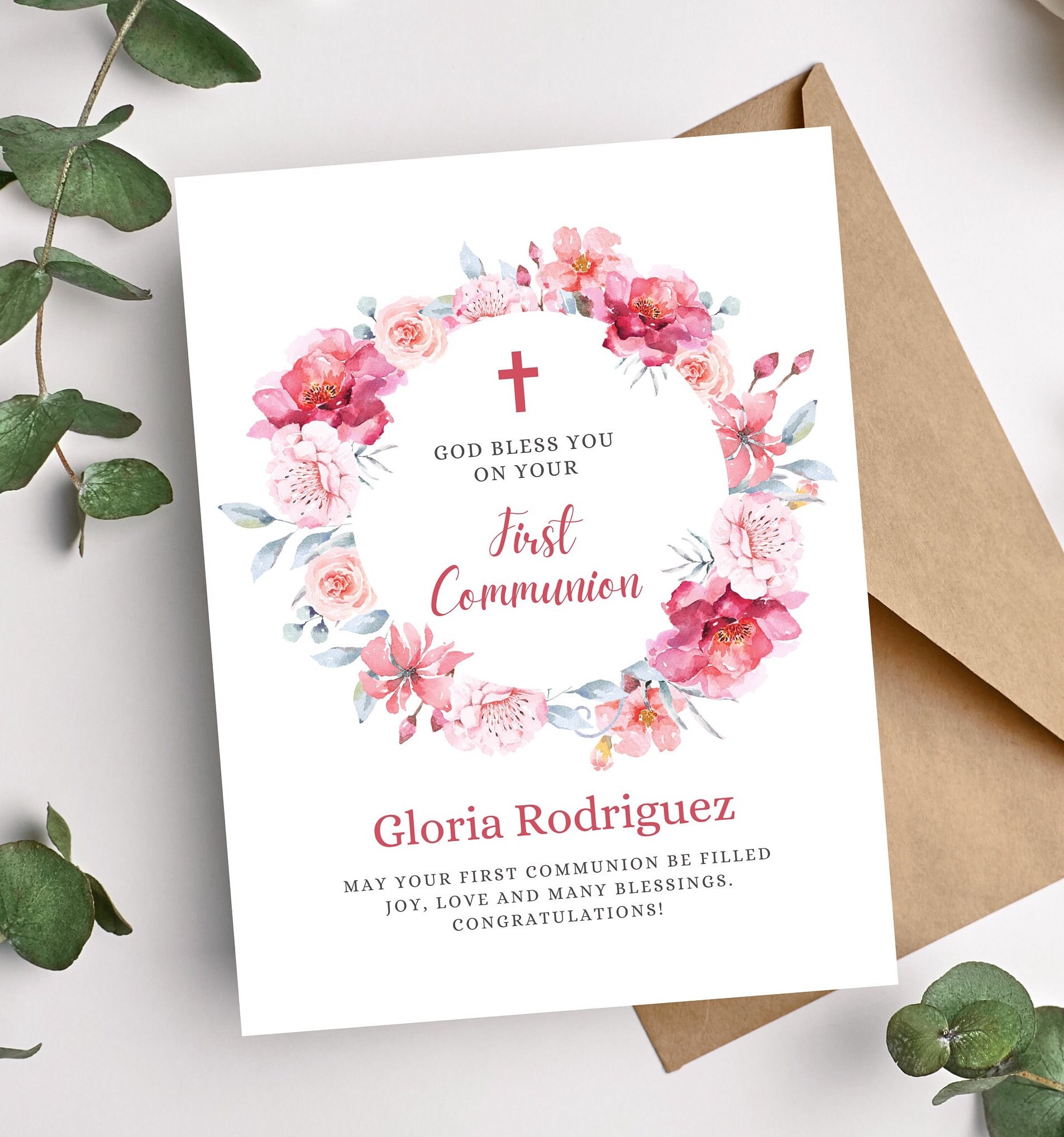 First Communion Congratulations Card Personalized First Communion Card ...