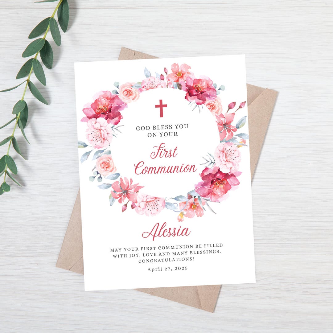 First Communion Congratulations Card | Personalized First Communion ...