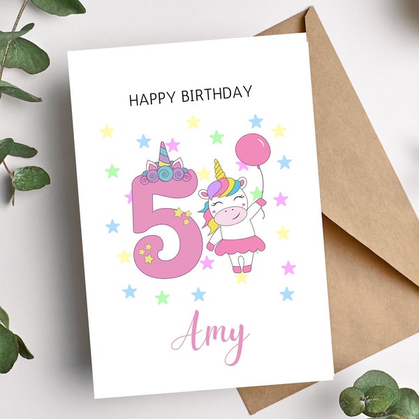 Girl 5 Bday Card - Etsy