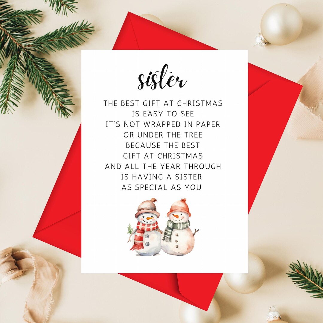 Christmas Card for Sister | Festive Holiday Card | Cute and Thoughtful ...