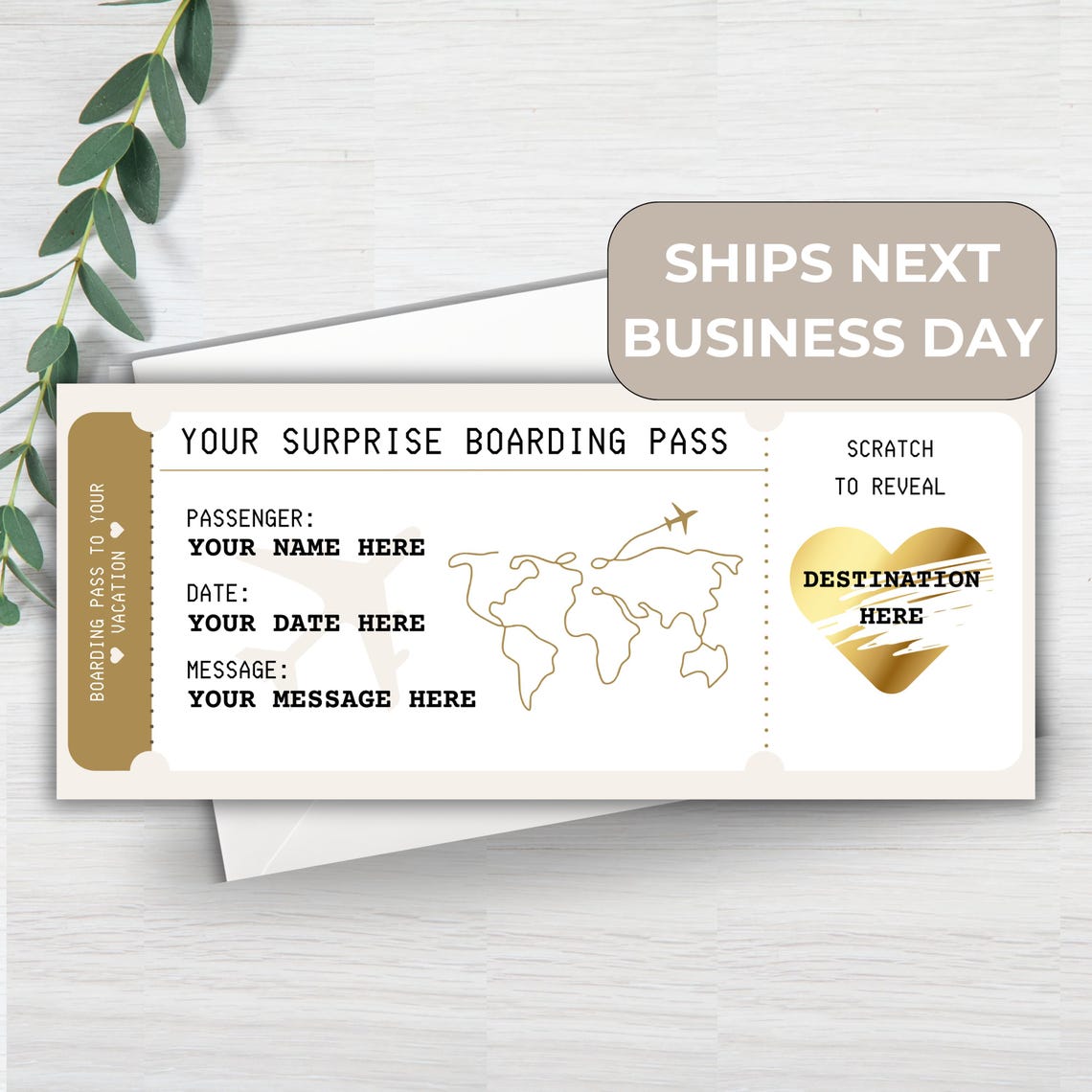 Personalized Scratch Reveal Boarding Pass | Surprise Holiday Boarding ...