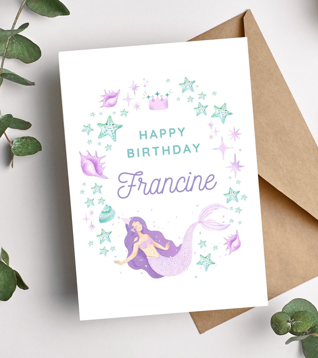 Personalized Mermaid Birthday Card | Under the Ocean Birthday Card ...