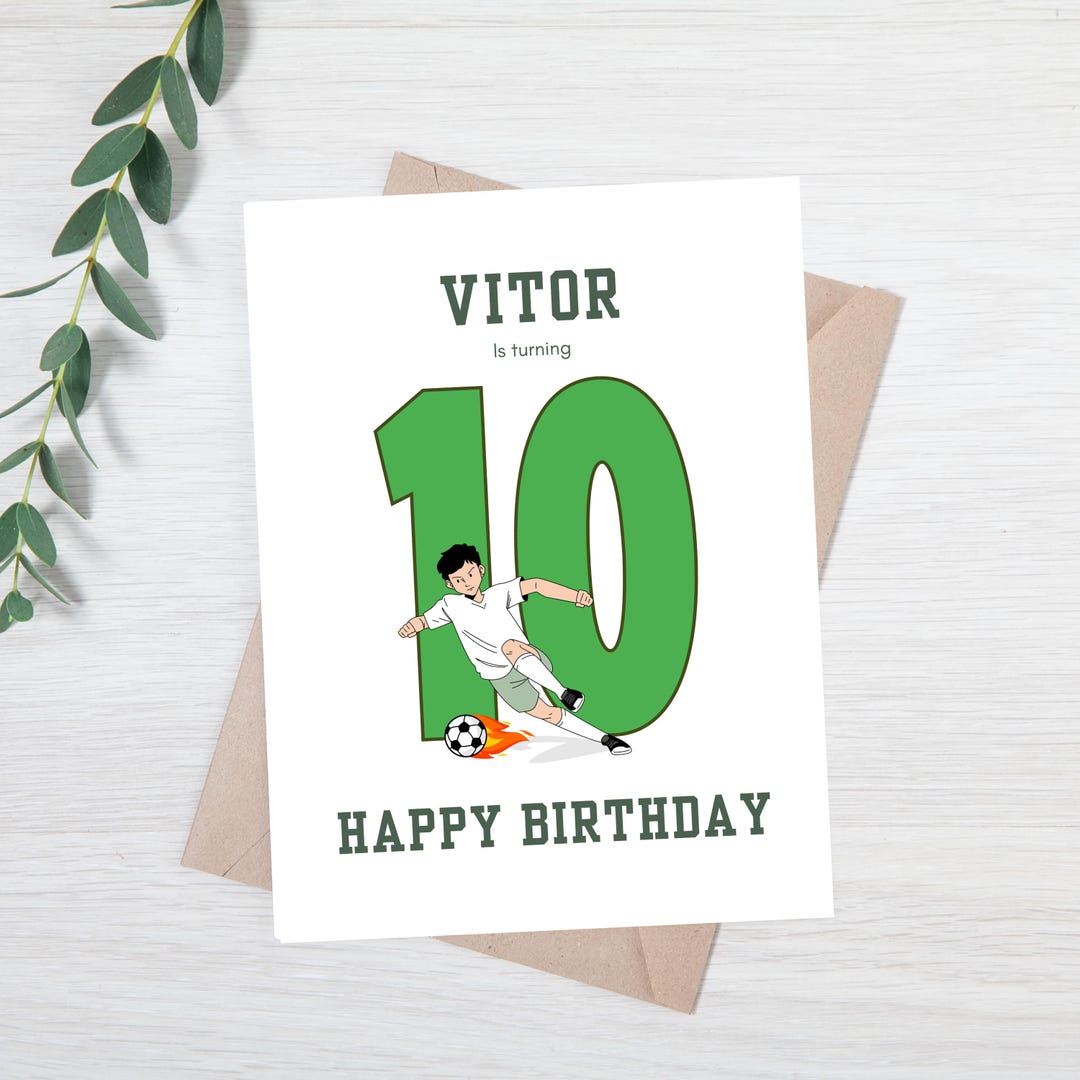 Personalized Soccer Birthday Card | Soccer Birthday Card for Boy | 10th ...