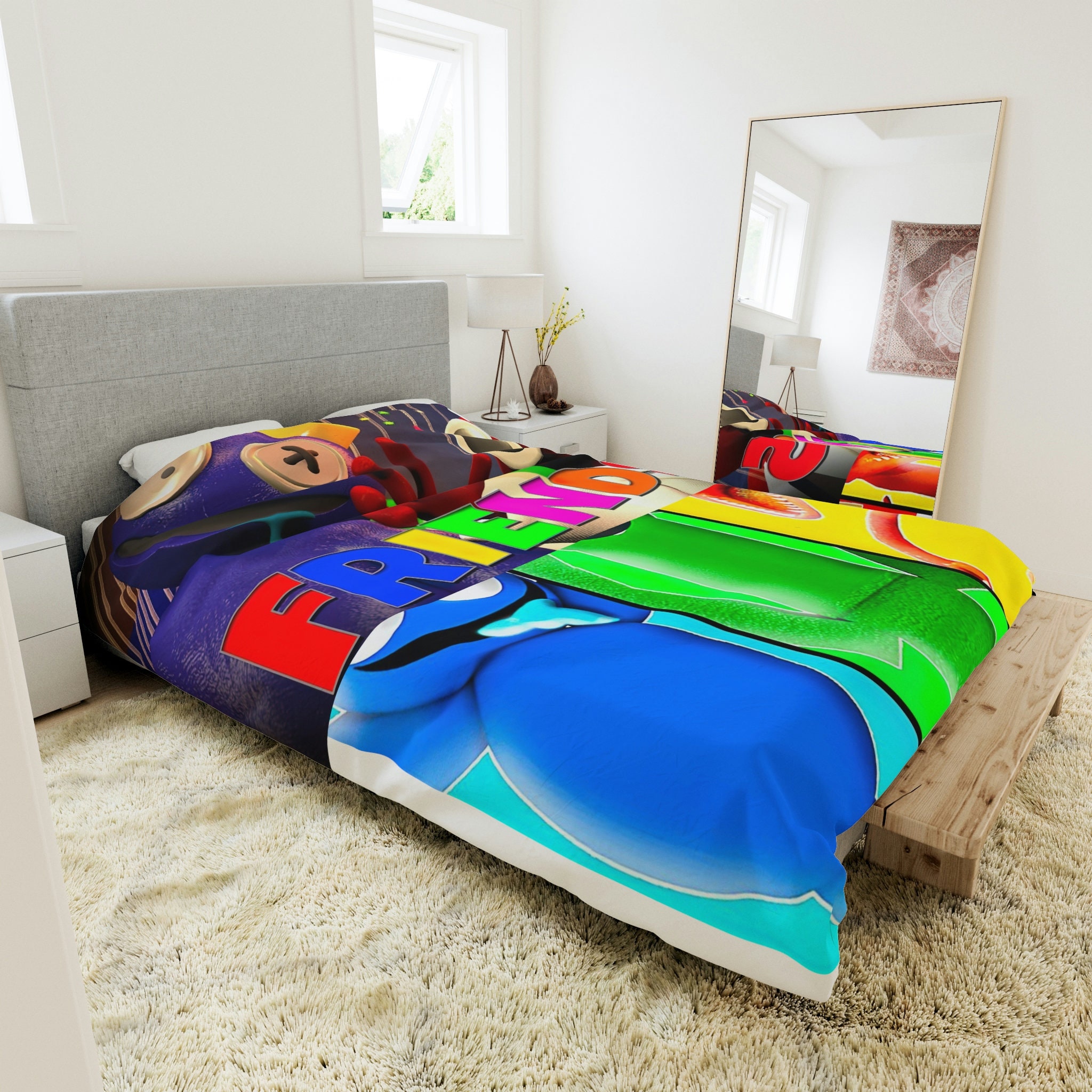 Rainbow Friends Duvet Cover in King, Queen, Twin Standard Sizes, Kids ...