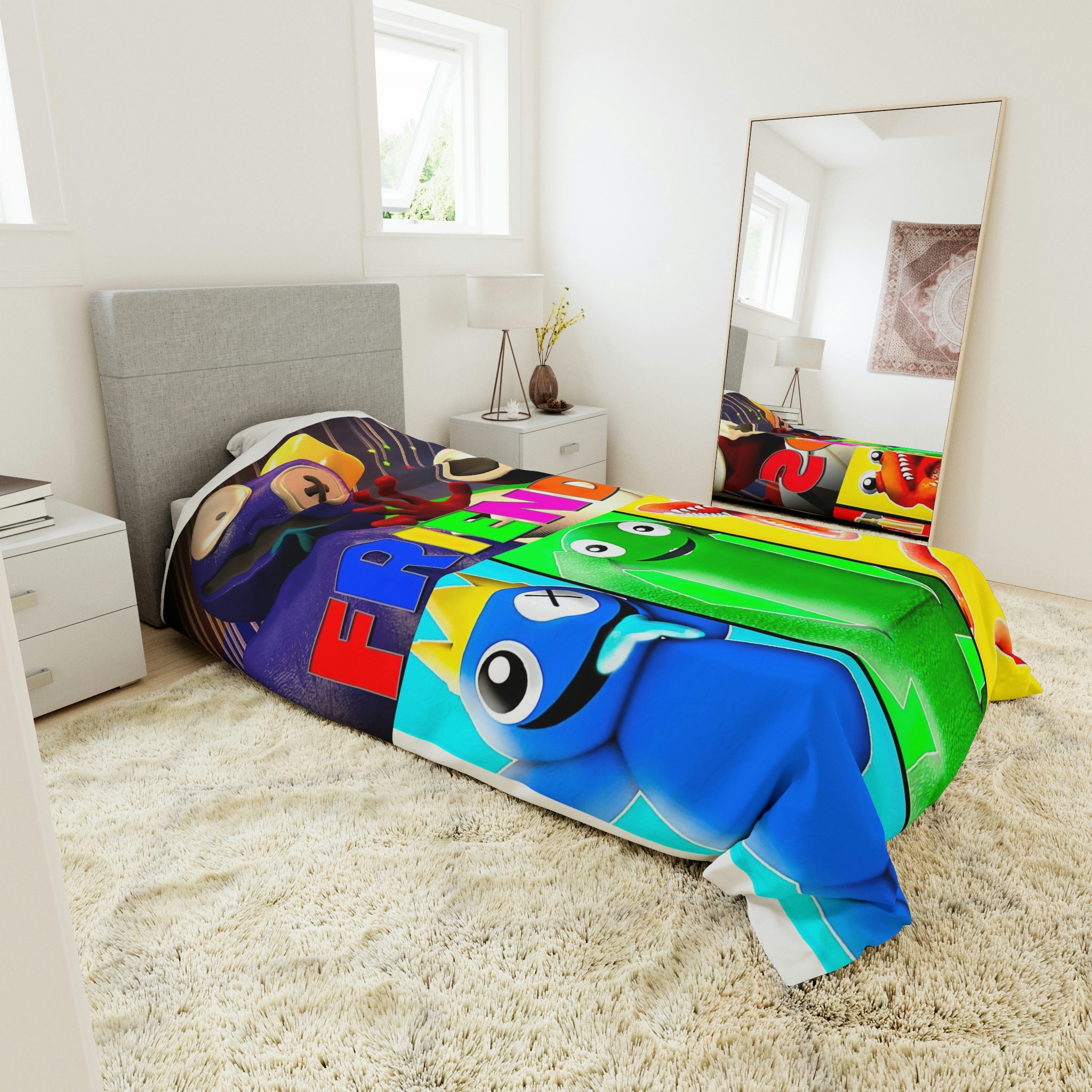 Rainbow Friends Duvet Cover in King, Queen, Twin Standard Sizes, Kids ...