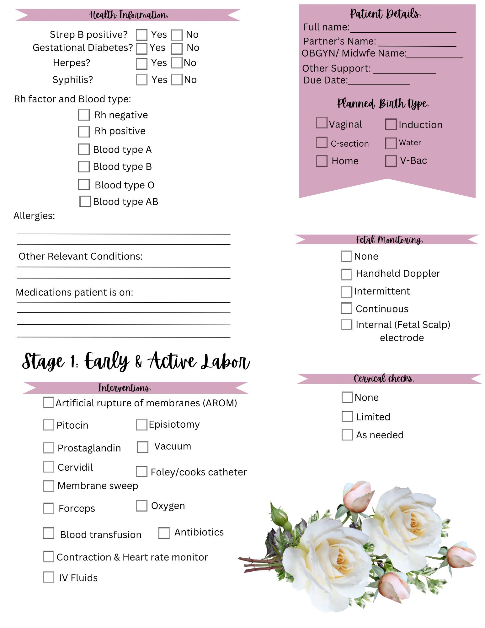 Editable Digital Birth Plan Template for Expecting New - Etsy