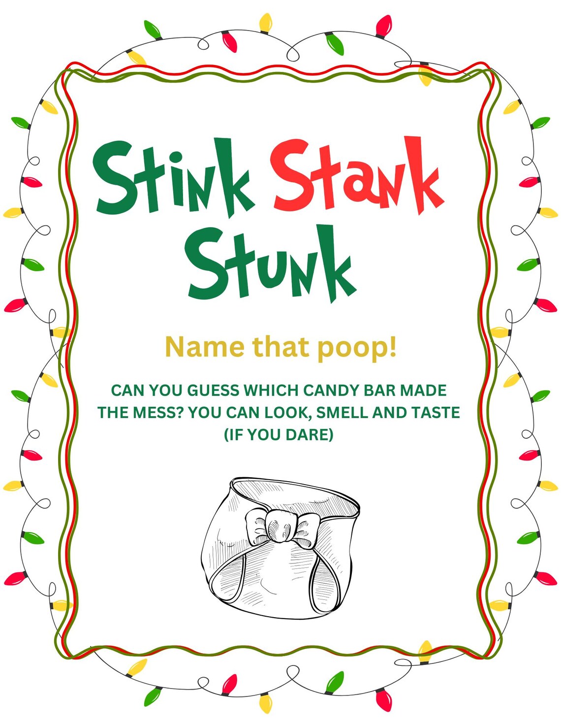 Grinch & Whoville Baby Shower Game - ‘stink Stank Stunk’ Guess the Poop ...