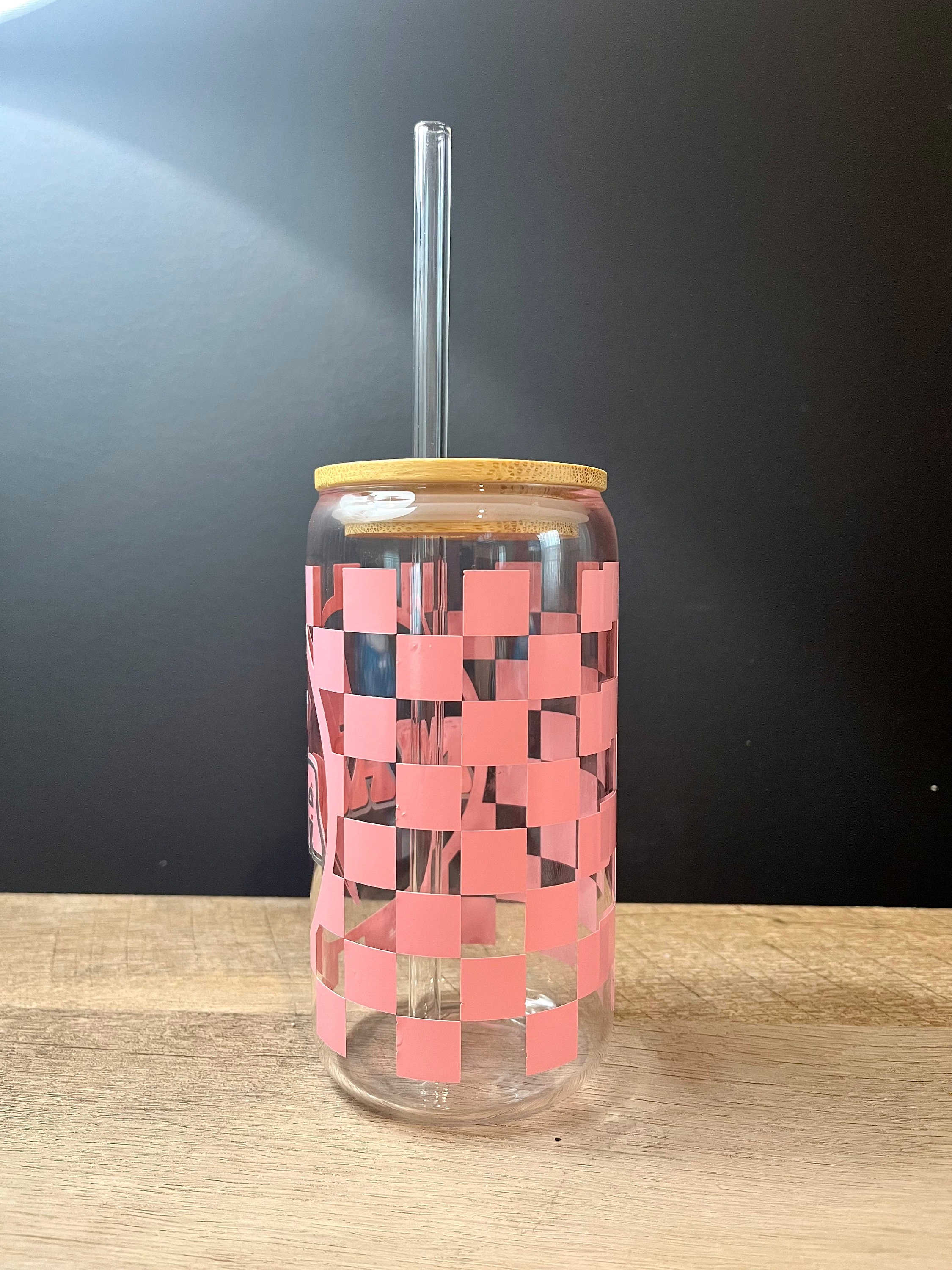 Checkered Mom Libby Beer Can Glass, Gift for Mothers Day, Lightening ...