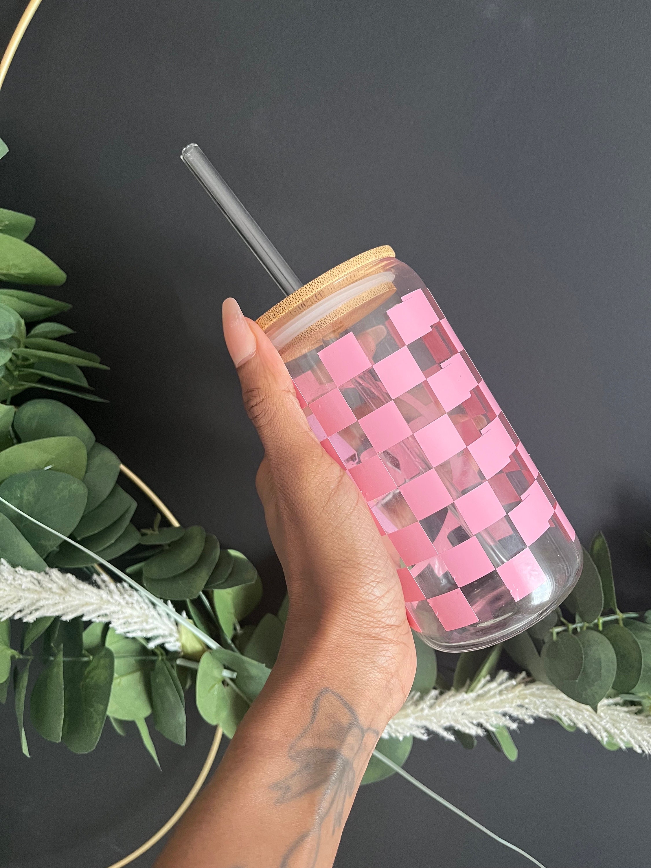 Checkered Mom Libby Beer Can Glass, Gift for Mothers Day, Lightening ...