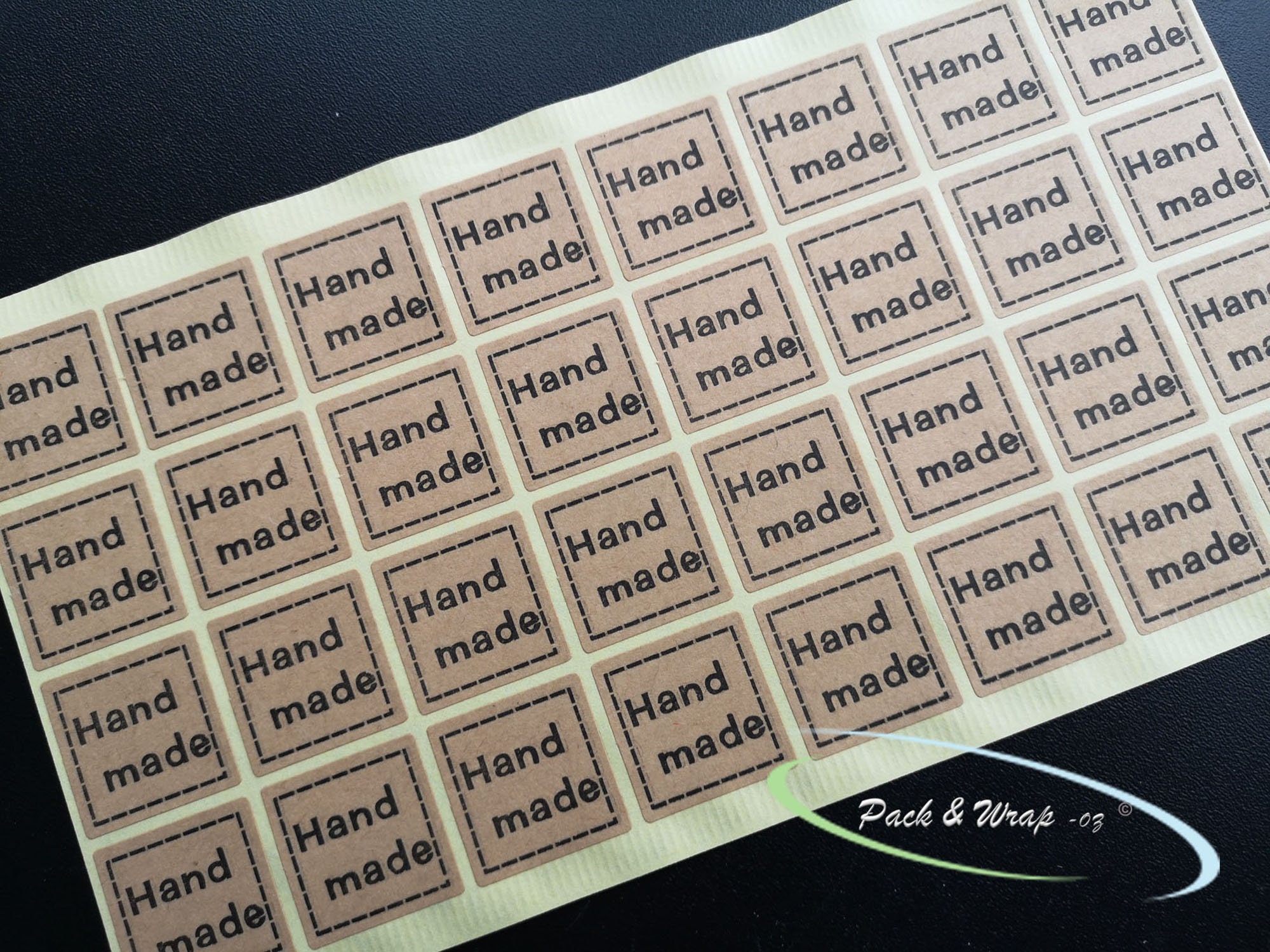 Small HANDMADE Labels Stickers 160/800 Pcs Brown Craft Paper Square ...