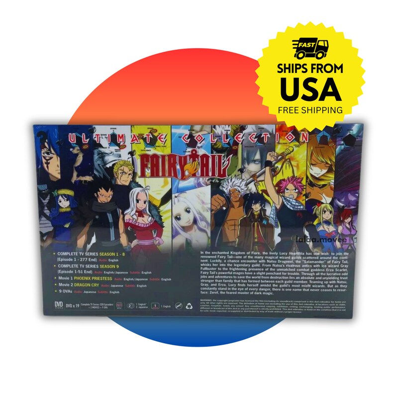 DVD Anime Fairy Tail Series Season 1-9 Vol.1-328 End + 2 Movie + 9 OVA ...