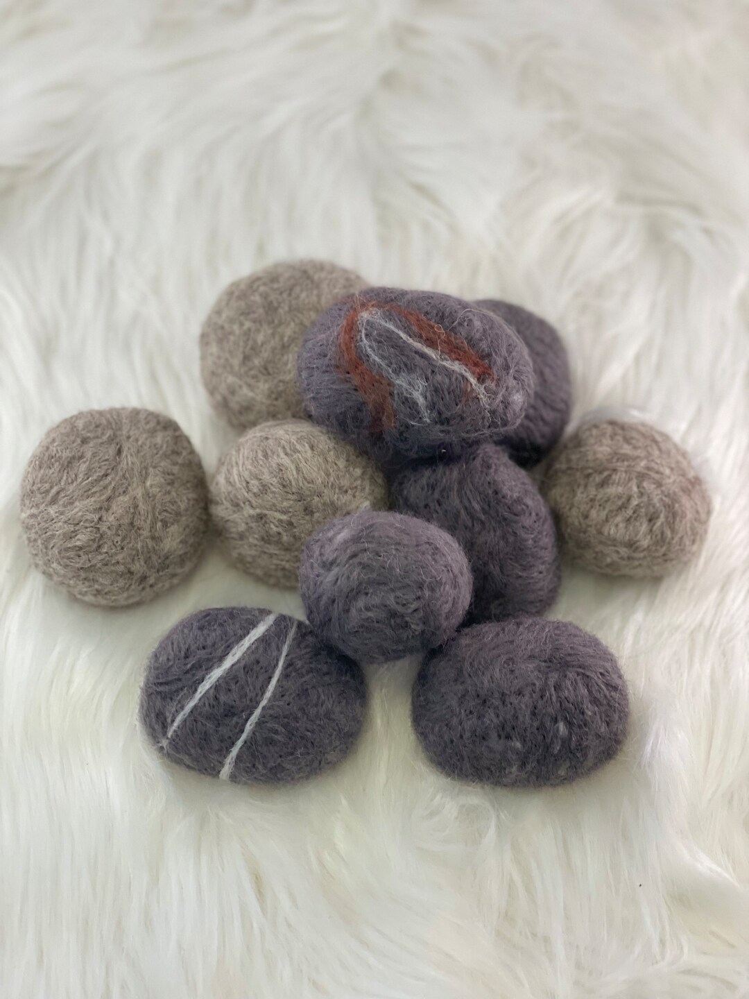 Felted Wool Rocks (set of 10) Soft Rocks for Pretend Play or Decoration ...