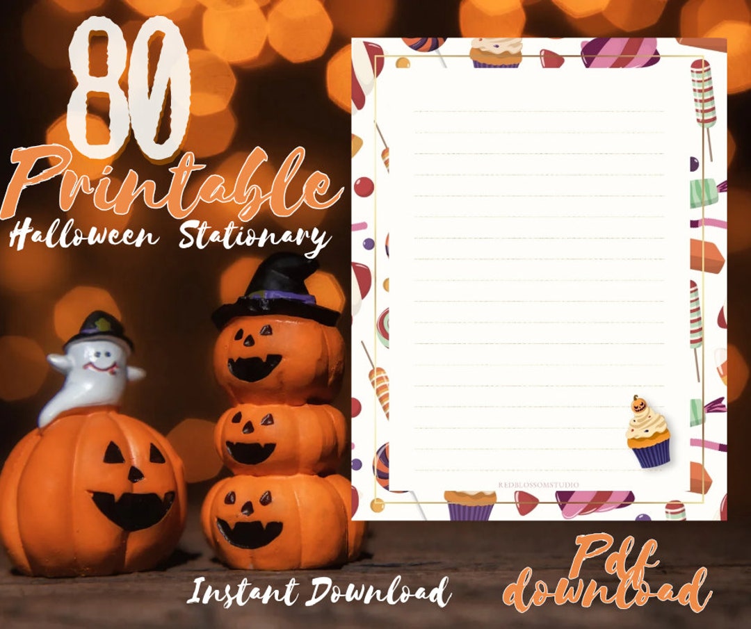 80 Printable Halloween Stationary Lined Paper - Etsy