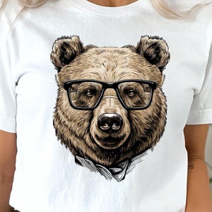 Geek Nerd Bear PNG Sublimation Design Cute and Funny Nerd - Etsy