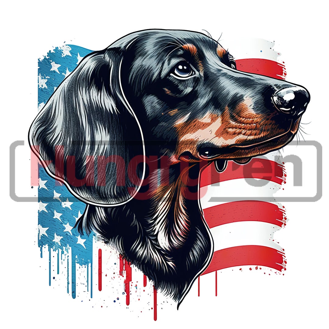 Dachshund PNG Printable High Quality Sublimation Design Mixed With Usa ...