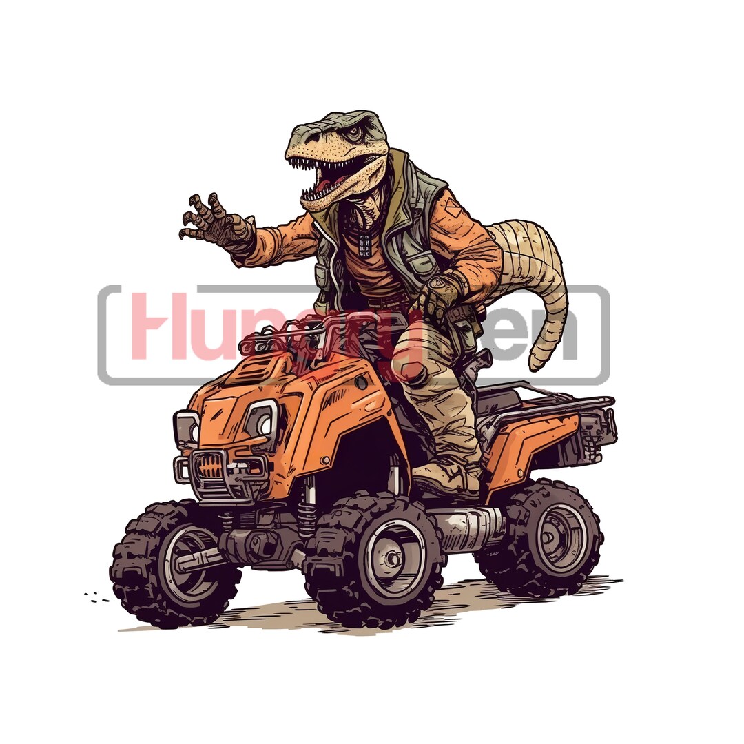 T-rex Dinosaur PNG Printable Sublimation Design Riding an ATV - Etsy UK
