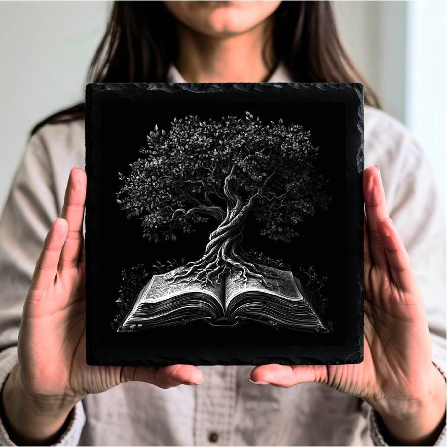Slate Engraving Files Intricate Tree of Life With Book and Circle Frame ...