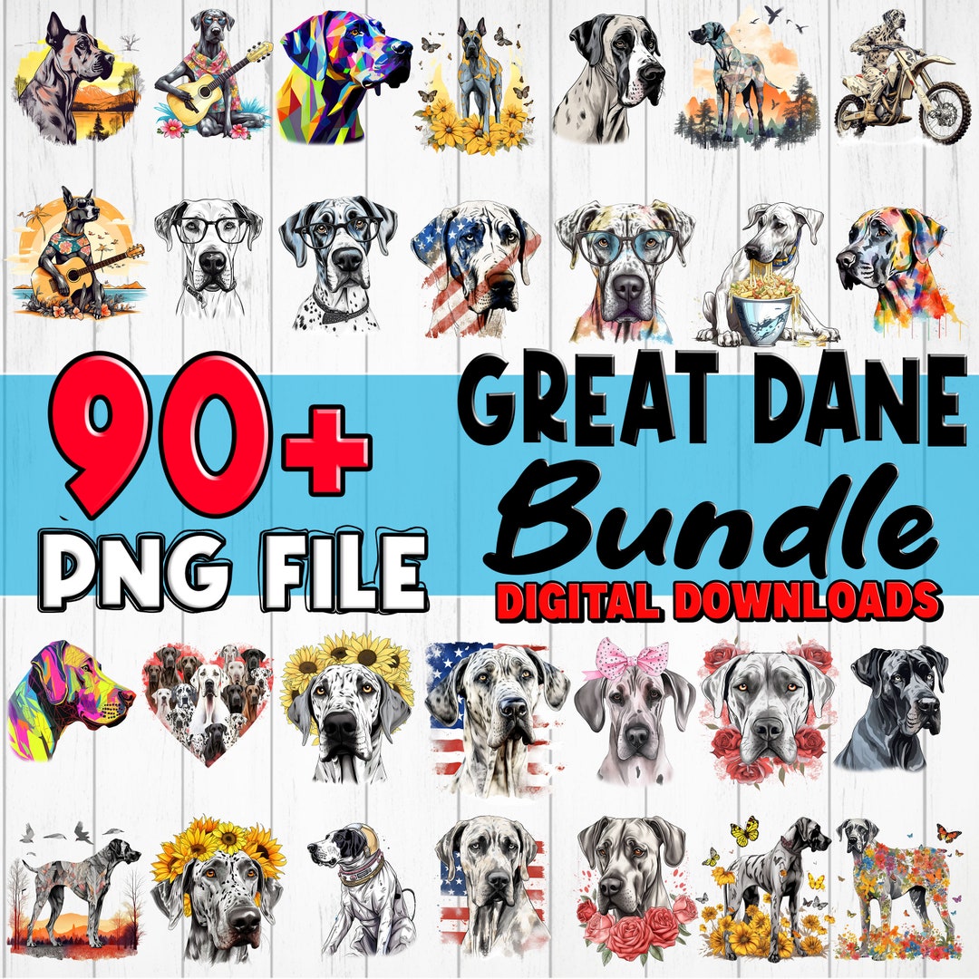 GREAT DANE PNG Bundle Sublimation Design Printable High Quality Instant ...