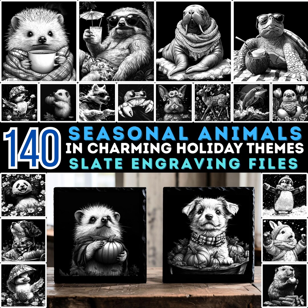 Slate Engraving Files Seasonal Animals in Charming Holiday Themes ...