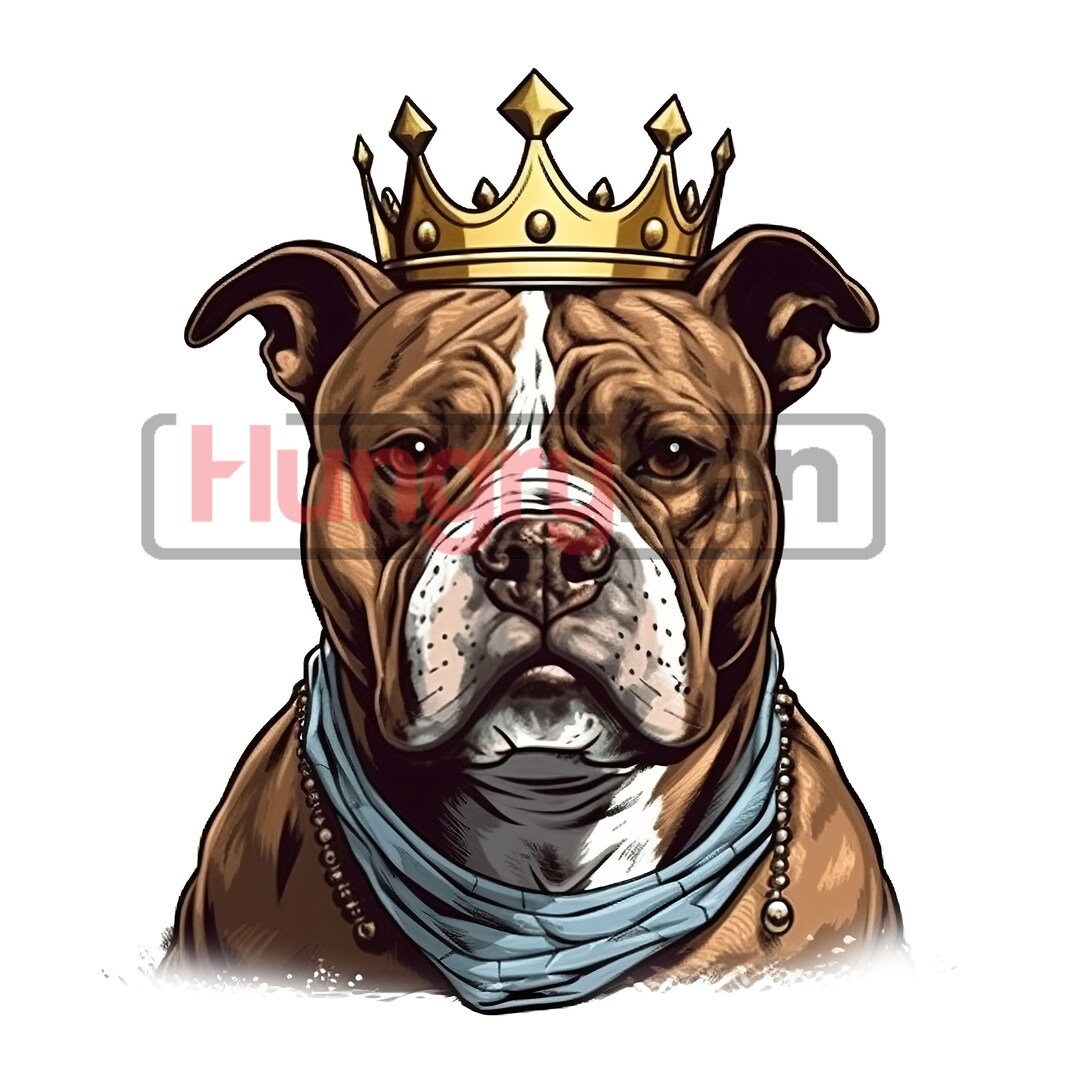 Pitbull PNG Printable Sublimation Design Wearing a King Crown - Etsy