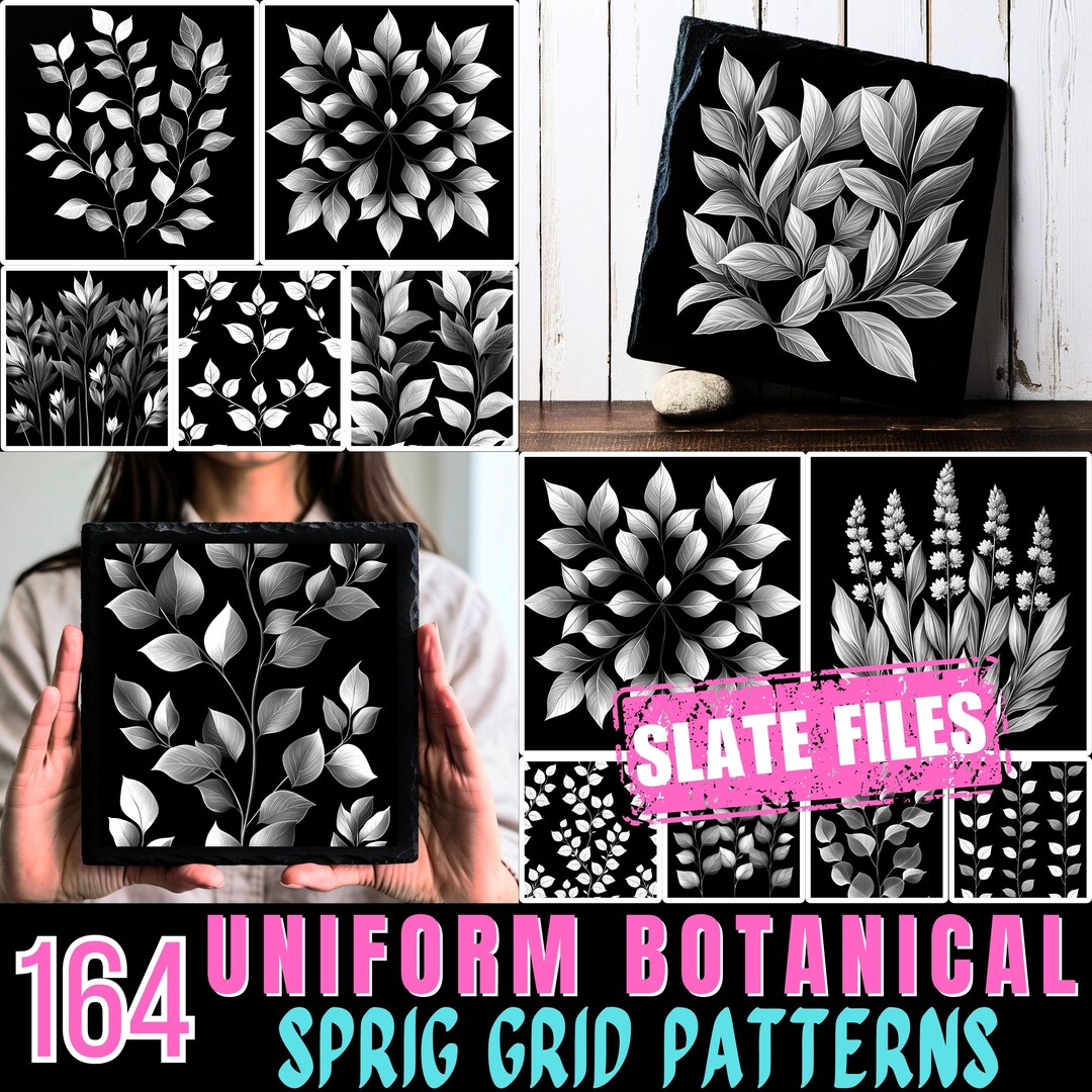 Slate Engraving Files Botanical Sprig Grid Pattern Bundle | Uniform ...