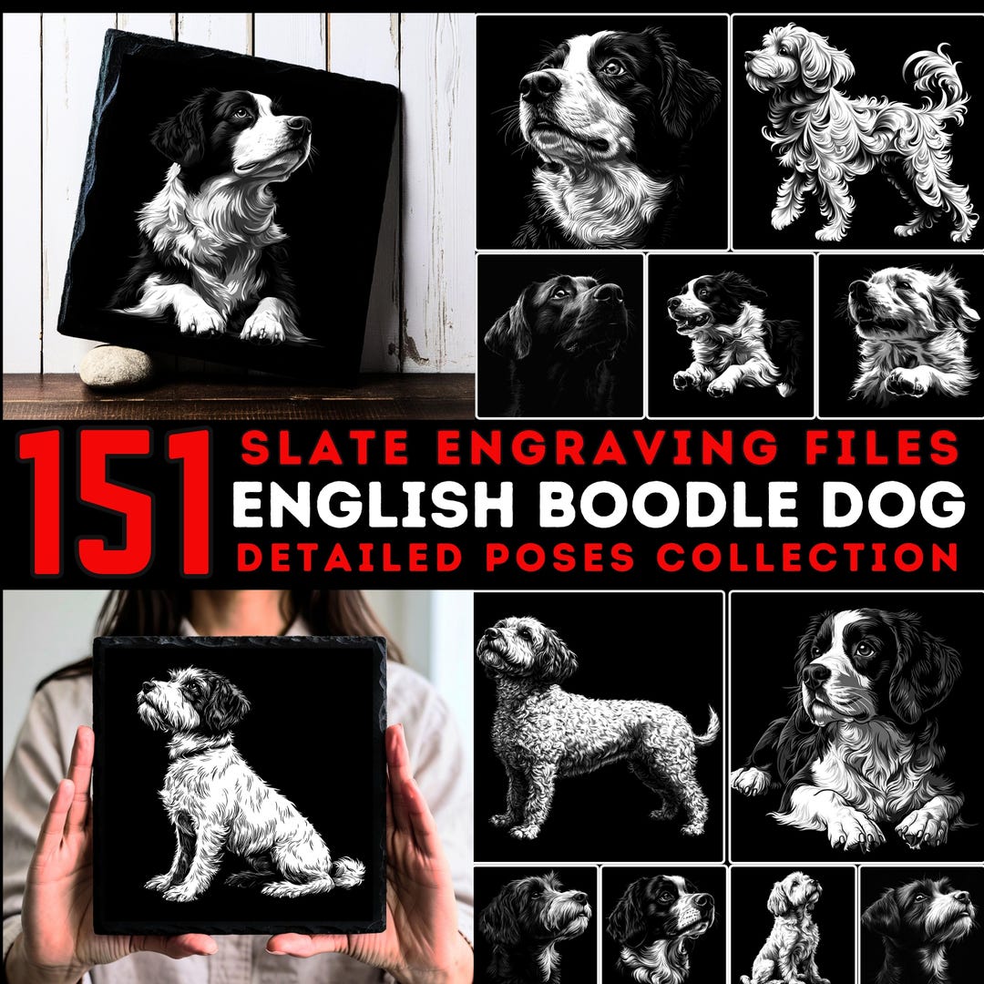Slate Engraving Files English Boodle Dog Detailed Poses Collection ...