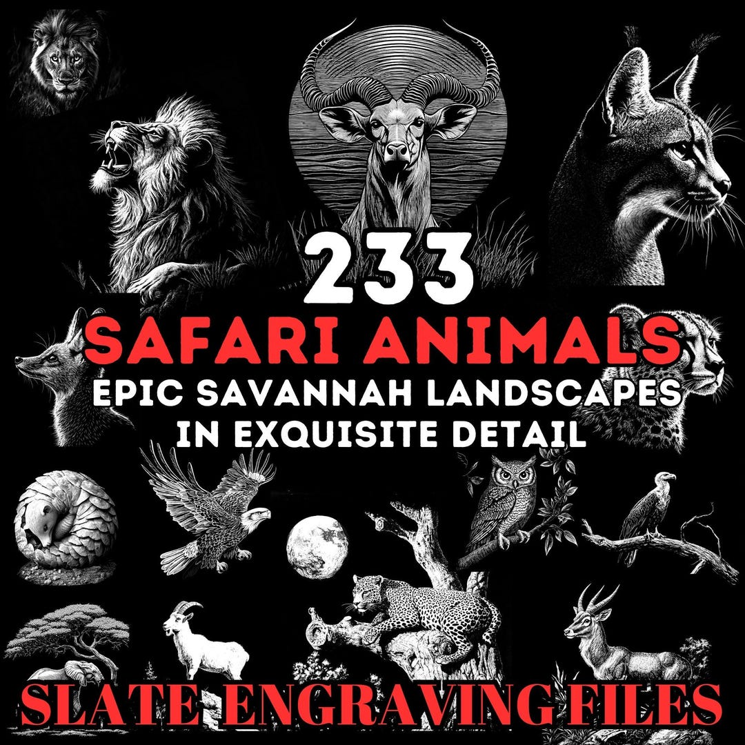 Slate Engrave Files Safari Animals - Epic Savannah Laser Ready PNG ...