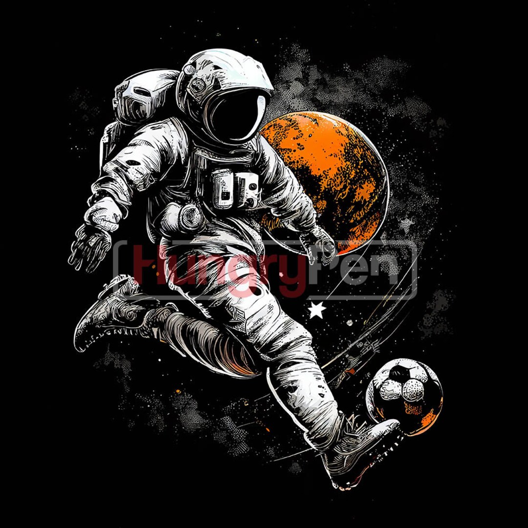 Astronaut Soccer PNG Sublimation Design Funny Astronaut Playing Soccer ...