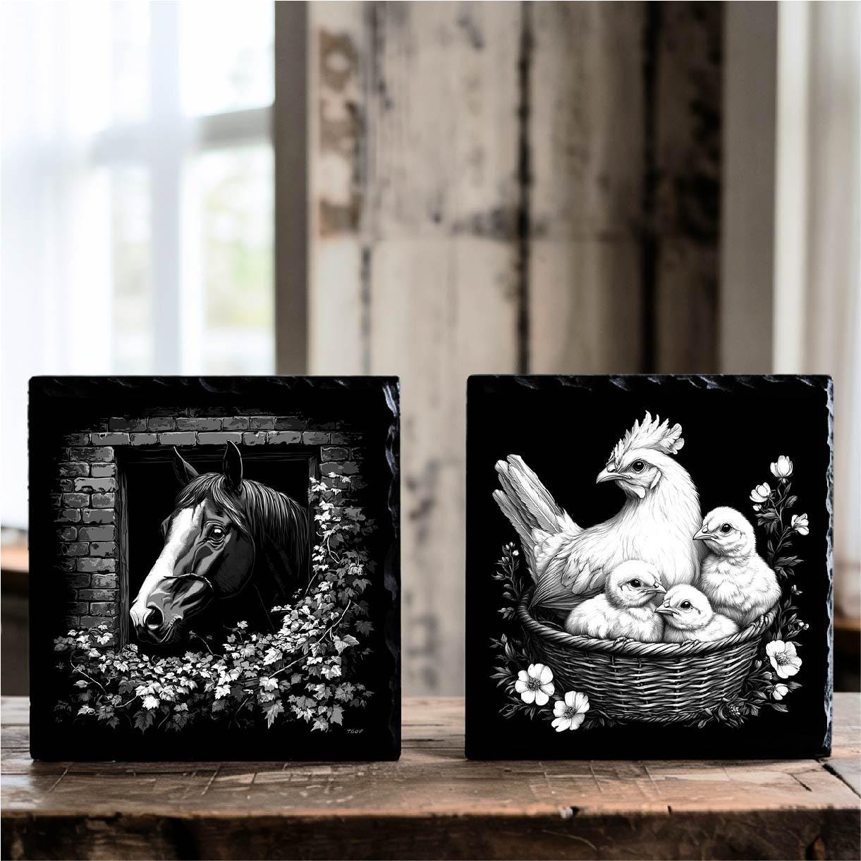 Slate Engraving Files Cute Farm Animals and Equipment Watercolor ...