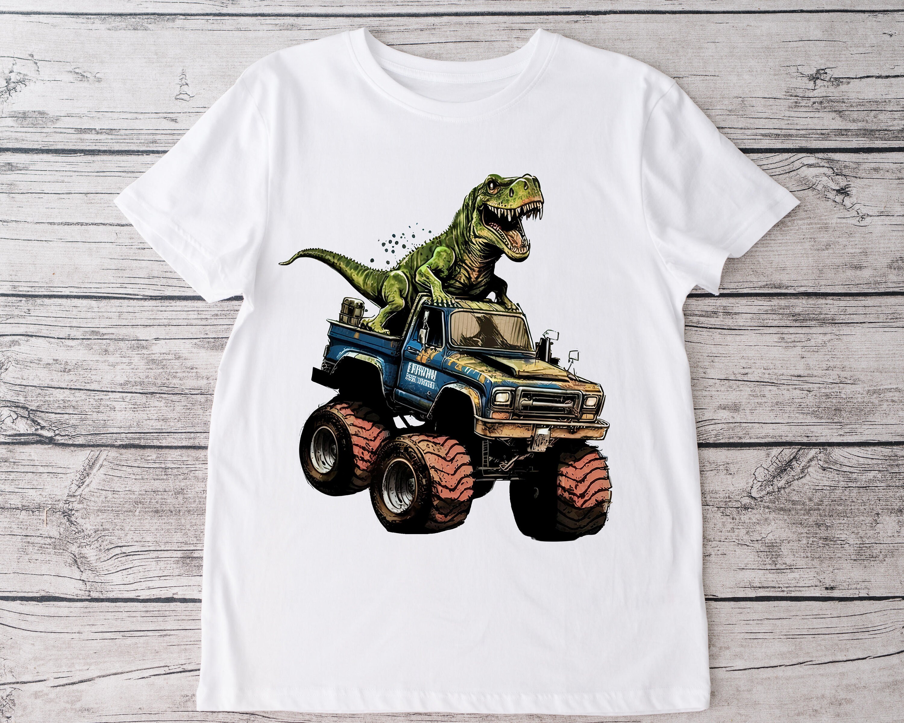 T Rex Dinosaur Riding a Monster Truck Artsy Theme PNG - Etsy