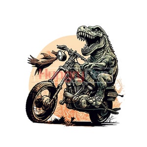 T-REX Dinosaur Riding a Chopper Motorcycle PNG Sublimation Design Shirt ...