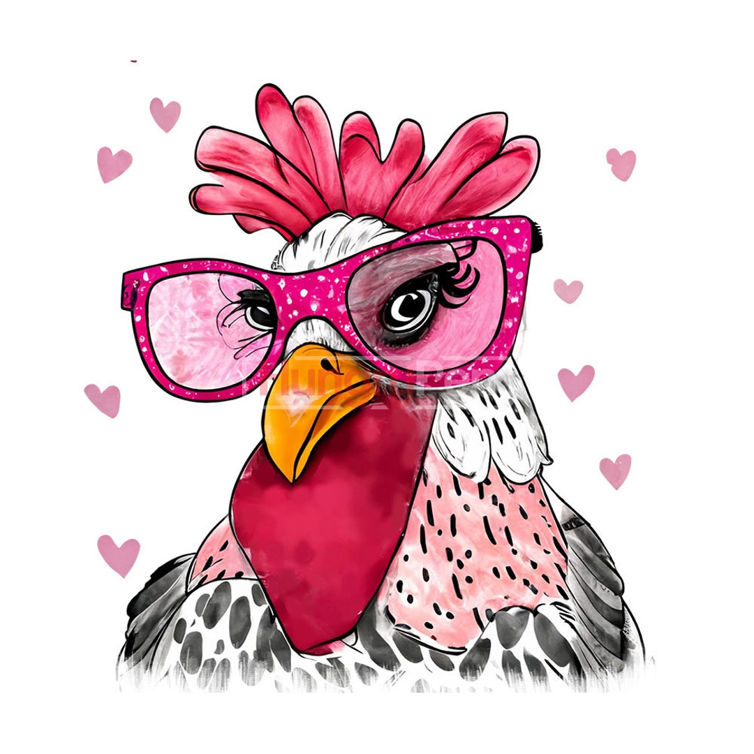 Funny Chicken PNG Sublimation Design - Chicken Face With Eyelashes ...