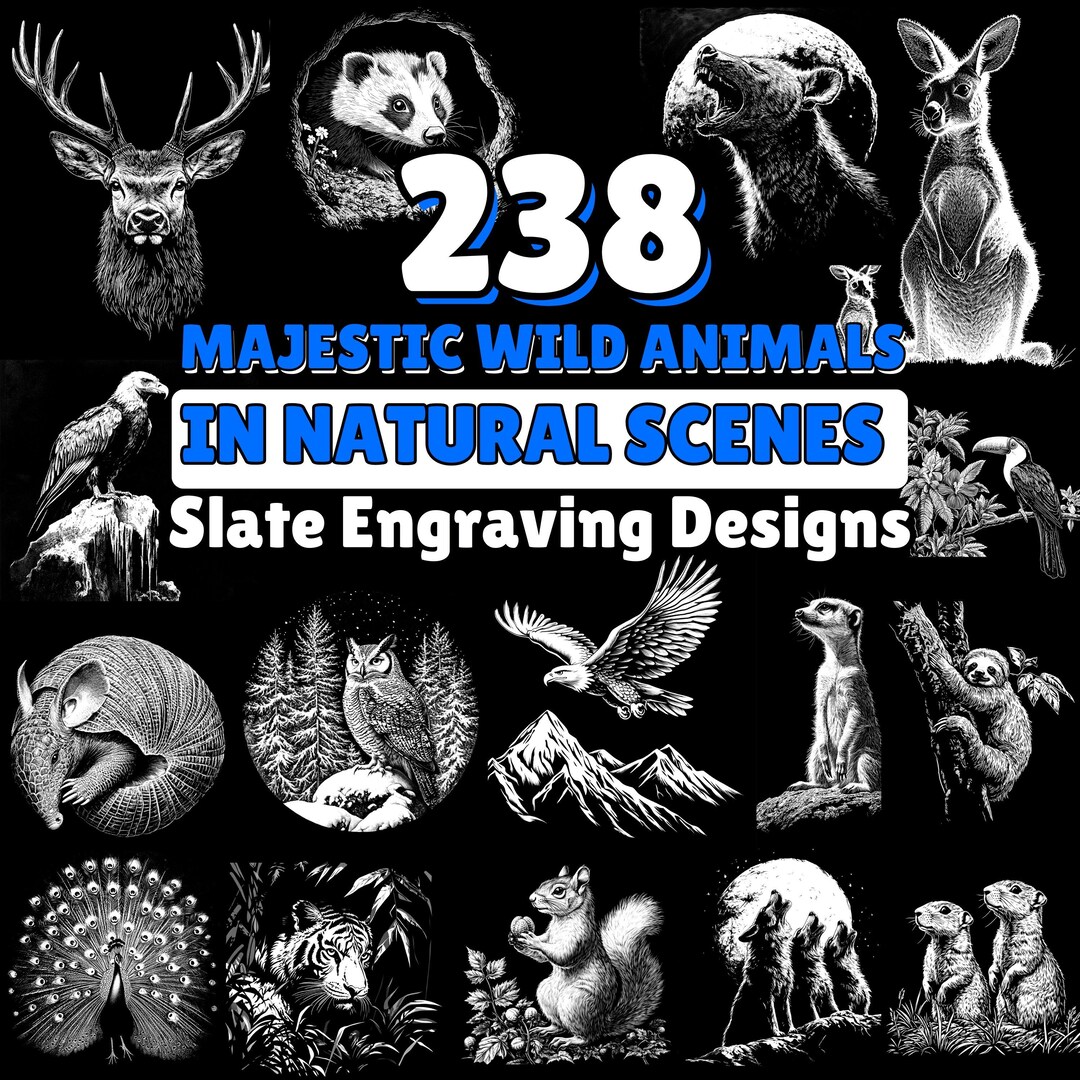 Slate Engrave Files Majestic Wild Animals in Natural Scenes Png & Jpeg ...