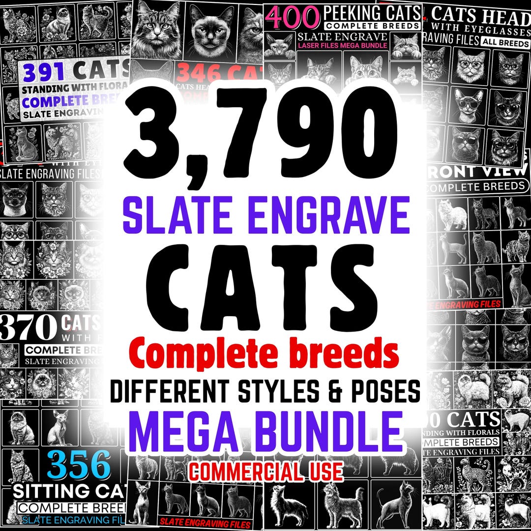Slate Engraving Files CATS Mega Bundle Pack for Pet Lover Gifts ...