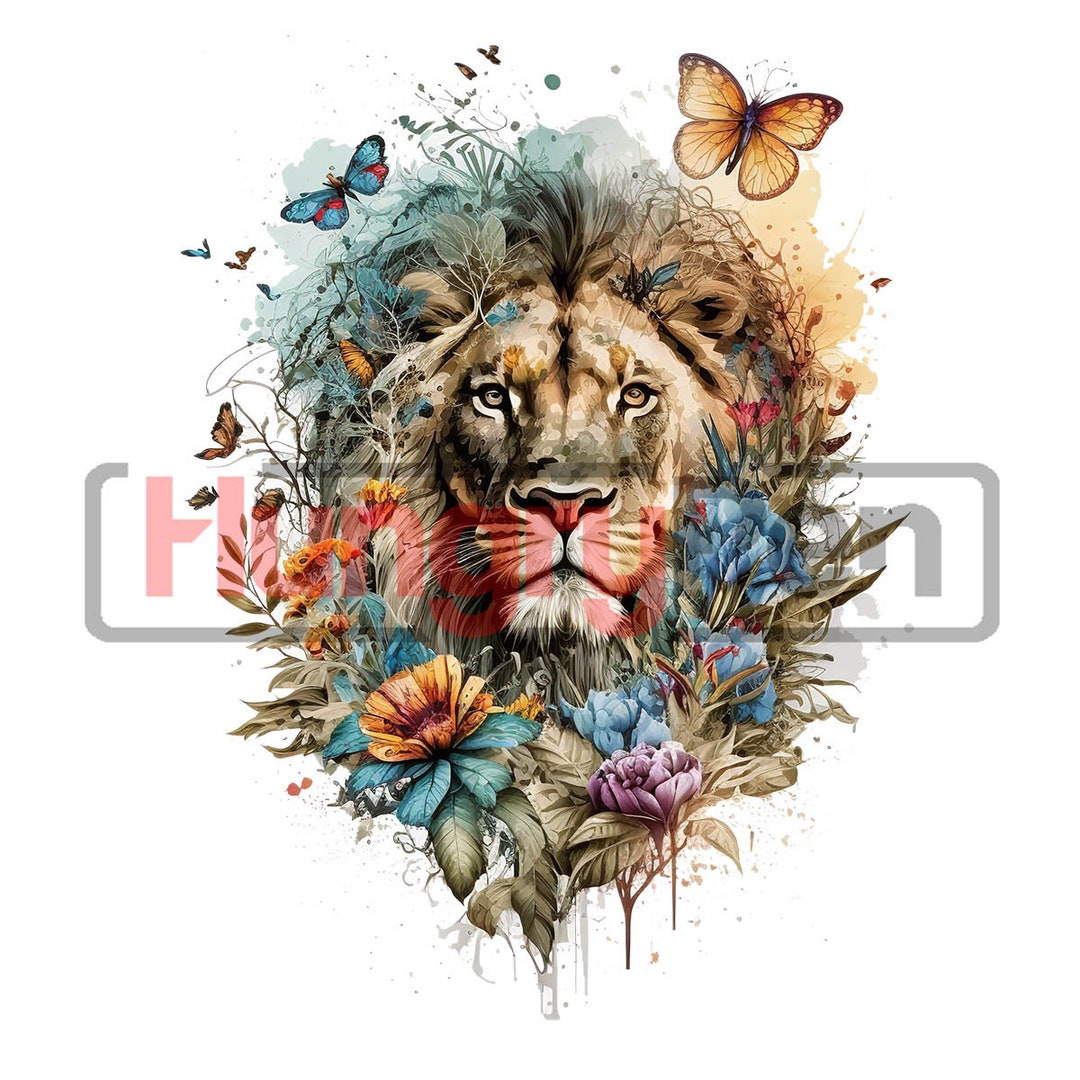 Lion PNG Printable Sublimation Design or Clipart - Lion Mixed With a ...