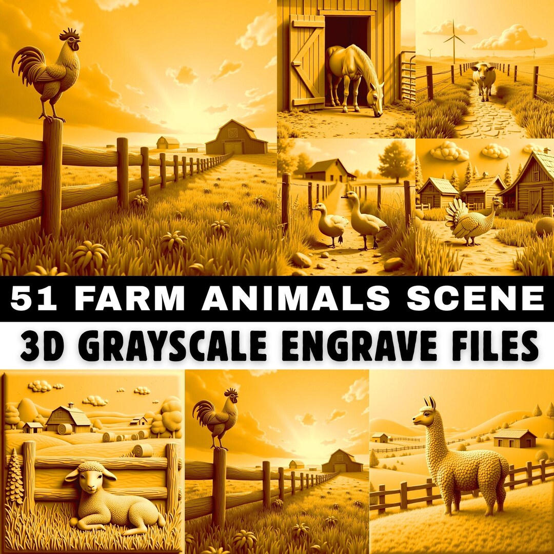 3D Engrave Grayscale Files Farm Animals Bas-relief Shading Png & Jpeg ...