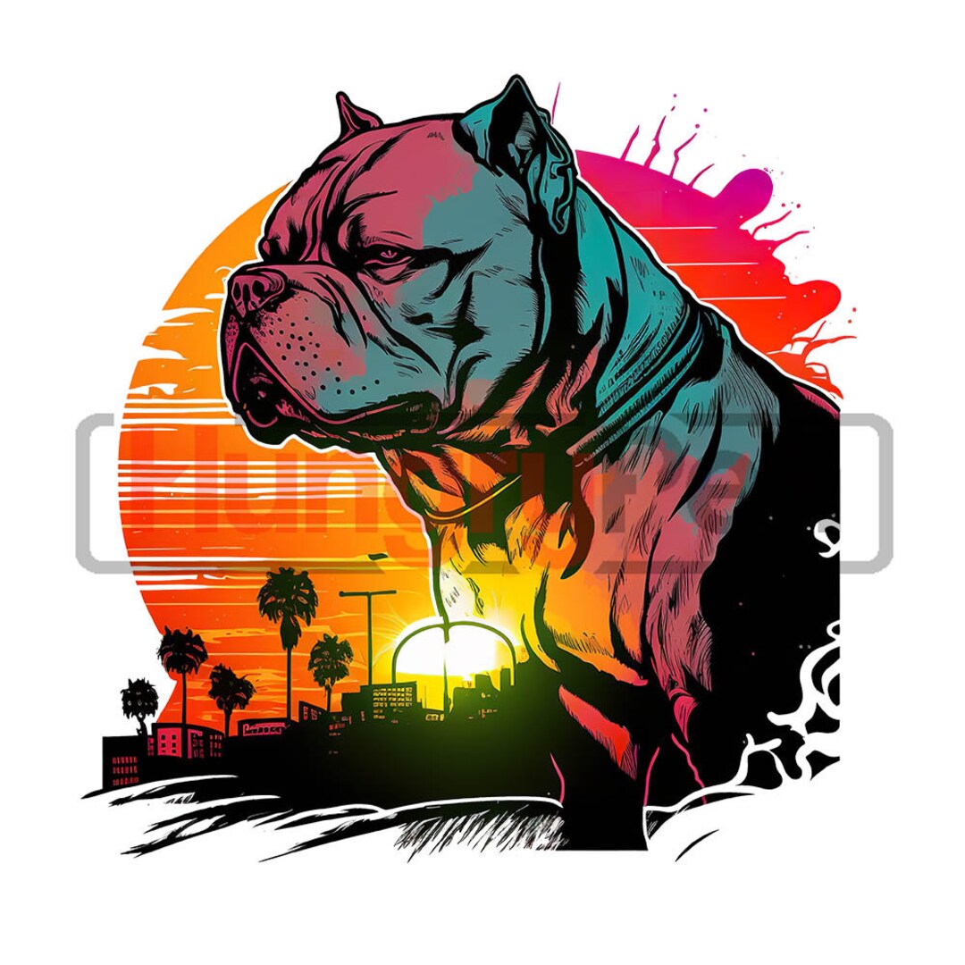 PNG Sublimation Design for American Bully or Pitbull Dog Theme Retro ...