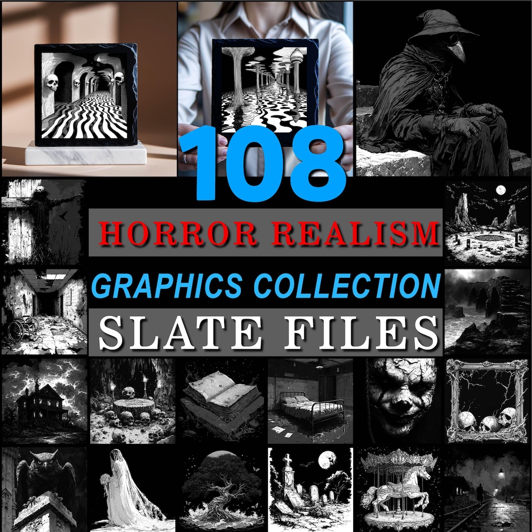 Slate Engraving Files 3D Horror Realism Collection Bundle Coaster Files ...